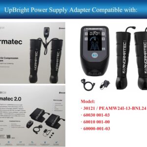 UpBright 15V AC/DC Adapter Compatible with Hyperice Normatec 2.0 Pro Leg 30121 60030 001-03 60010 001-00 60000 LMJ5 Air Massager Pulse Recovery Massage Device PEAMW24I-13-BNL24 Power Battery Charger