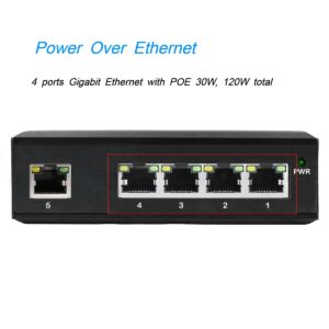 OLYCOM 5-Port Industrial POE Gigabit Ethernet DIN-Rail Switch 4 x Gigabit Ethernet Ports with POE 30W, 120W Total IP40 Operating Temperature -40° – 75°C (-40° – 167°F)