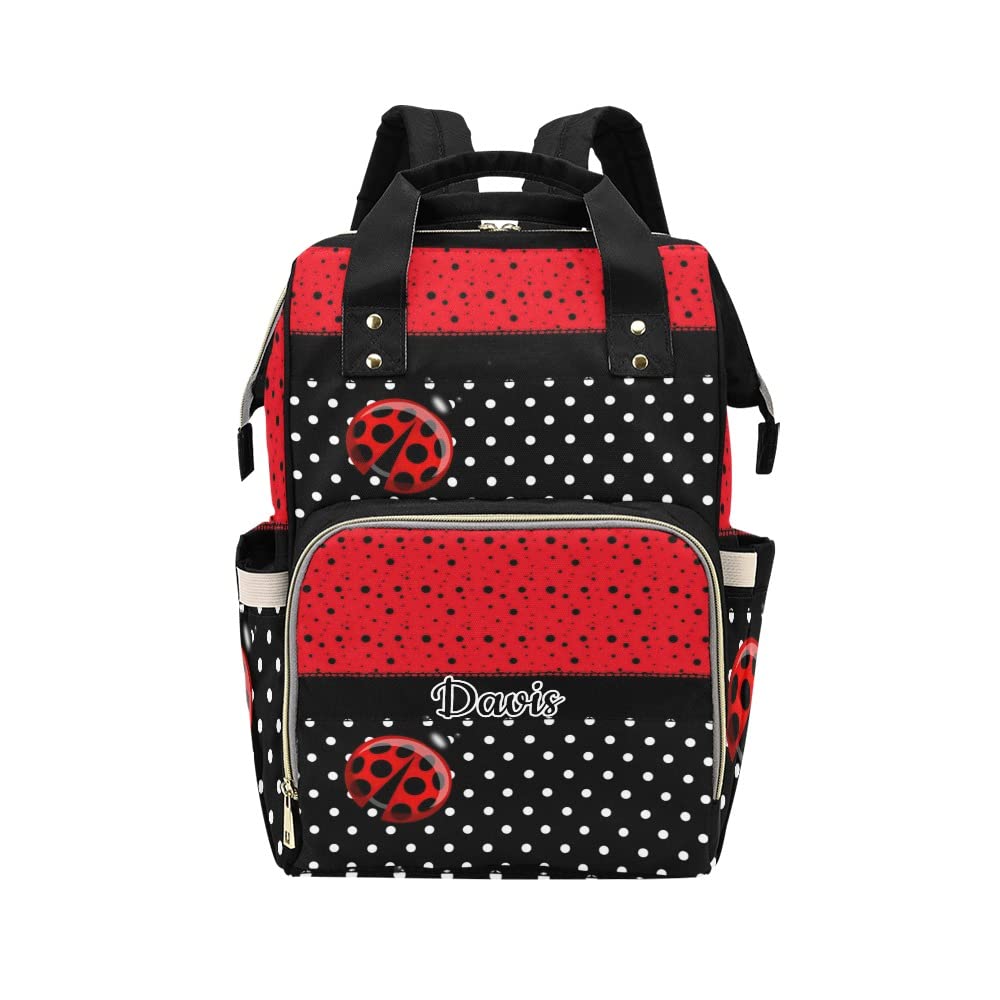 Eiis Unidesign Dots Ladybirds Personalized Diaper Bag Multi-Function Backpack Nappy Bag Travel DayPack for Unisex