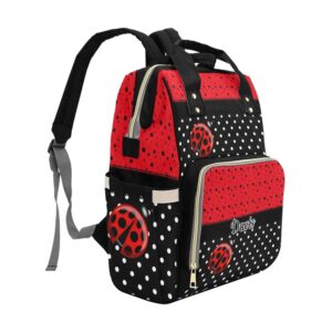 Eiis Unidesign Dots Ladybirds Personalized Diaper Bag Multi-Function Backpack Nappy Bag Travel DayPack for Unisex