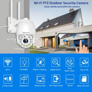 HOSAFE.COM Cameras for Home Security Outdoor WiFi, Plug-in 24/7 Video Surveillance System, Spotlight Color Night Vision, Human Motion Detection, PTZ Auto Tracking, Two Way Talk, Waterproof