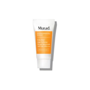 murad city skin age defense broad spectrum spf 50 - environmental shield 100% mineral sunscreen - blue light defense - spf 50 sunscreen - light sunscreen for face, travel 0.6 fl oz