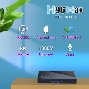 8GB 128GB H96 Max RK3566 Android TV Box RK3566 Quad Core Android 11.0 2.4G/5G WiFi 1000M LAN BT4.0 USB3.0 Support 4K 60fps H.265 HDR Box with i8 Keyboard