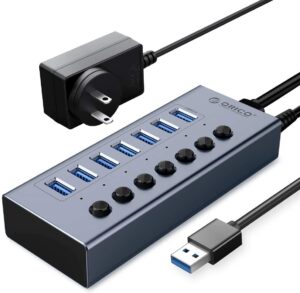 orico 13 port bc1.2 usb 3.0 hub + quick charge with individual switches 13 port usb data hub self power 12v/5a (60w) black