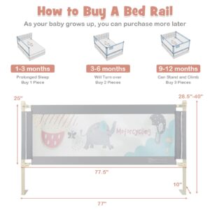 BABY JOY Bed Rail for Toddlers, 57’’ Extra Long, Height Adjustable & Foldable Baby Bed Rail Guard w/Breathable Mesh & Double Safety Child Lock for Kids Twin Double Full Size Queen King Mattress, Gray