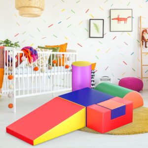 6-Piece Climb & Crawl Foam Activity Play Set Fun Foam Climbing Blocks Educational Step and Slide Climber Interactive Foam Block Playset Indoor Colorful Climbing Toys for Toddler Preschooler Baby Kids