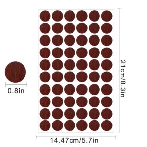 SAVITA 12 Sheets 648pcs 0.83in Self-Adhesive Screw Hole Cover Stickers, PVC Waterproof Wood Grain Stickers Wood Textured Cover for Desk Screw Bookshelf Furniture Wall Cabinet Repairing (12 Colors)