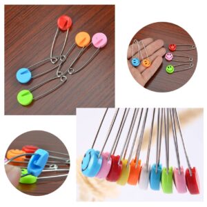 Diaper Pins, 50 Safety Pins Plastic Head Stainless Steel Diaper Pins with Safe Locking Closures for Diaper Clothes Dress Craft Hold (50 slime pins)