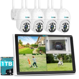 【face/human detection,2k spotlight,10"monitor】sovmiku wireless security camera system with 1tb hard drive,expandable 8ch wifi home surveillance nvr kits,4pcs outdoor bullet ip cameras,2-way audio