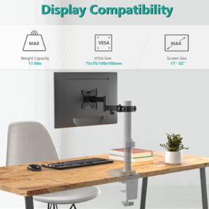 WALI Single Monitor Arm Mount, Fully Adjustable 2 Tier with 75mm and 100mm Universal Plate (011ARM), Black