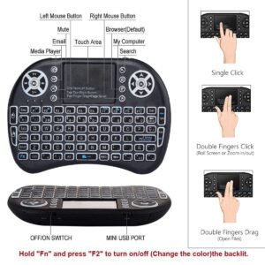 SGH (Updated) 2.4GHz Mini Wireless Keyboard with Touchpad Backlit,QWERTY Handheld Keyboard Combo and Mouse for Android TV Box /Smart TV/PC/Fire/Windows Black