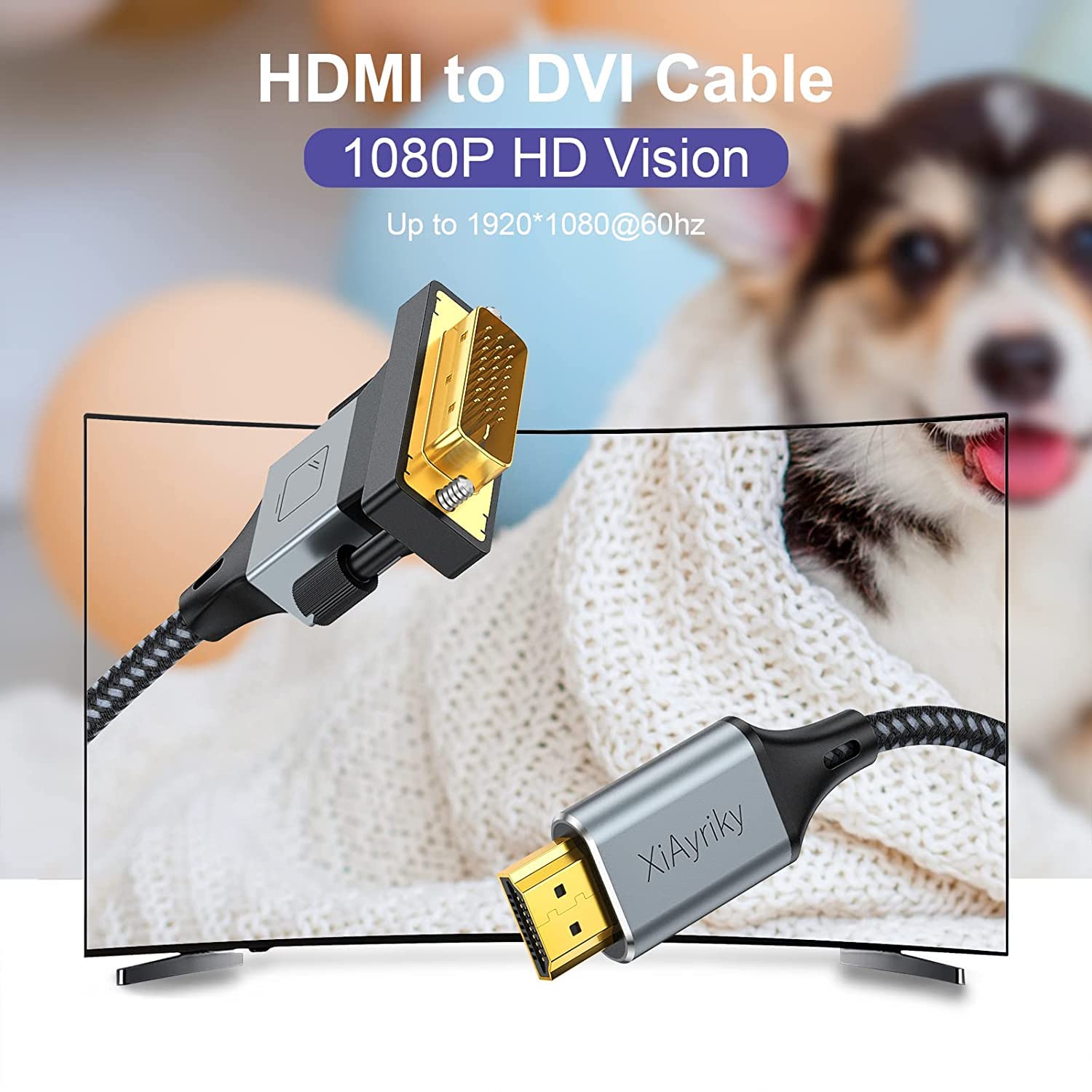 HDMI to DVI Adapter Cable 2-Pack, 6 Ft Bidirectional DVI to HDMI Cord Adapter Male to Male Support 1080P, 3D Comupter,Monitor,Game Console