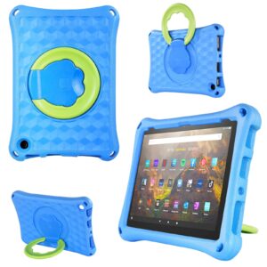 All-New Fire HD 10 & Fire HD 10 Plus Tablet case for Kids(2021 Release,11th Generation) BORXJNM Lightweight EVA Friendly Shockproof 360 Rotating Grip Handle Folding Stand Cover for Kids,Blue