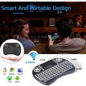 SGH (Updated) 2.4GHz Mini Wireless Keyboard with Touchpad Backlit,QWERTY Handheld Keyboard Combo and Mouse for Android TV Box /Smart TV/PC/Fire/Windows Black