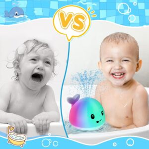 2024 Upgraded Baby Bath Toys, Rechargeable Light Up Bath Toys for Kids 1-3, Baby Toy 6-12 12-18 Months Whale Bath Toy Sprinkler, Fountain Bathtub Toys Toddlers Newborn Birthday Christmas Baby Gifts