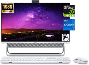 dell inspiron 27 7000 7700 all-in-one business desktop, 27" fhd touchscreen, intel core i7-1165g7, windows 10 pro, 16gb ram 512gb ssd + 1tb hdd, geforce mx330 2gb, hdmi, usb-c, wifi6, webcam