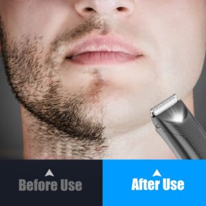 Electric Groin Hair Trimmer, Beard Trimmer for Men, Pubic Hair Trimmer with Light, Power LED Display, Standing Recharge Dock, Guide Comb, Waterproof IPX7 Body Hair Trimmer for Men, Wet and Dry Use