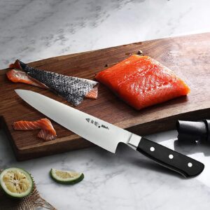 CHUYIREN Japanese Chef Knife 9.5 inches, Professional Gyuto Chef Knife, Sharp Sashimi Knife with Black Ergonomic Handle, Sushi Knife for Household or Valentines Day Gifts