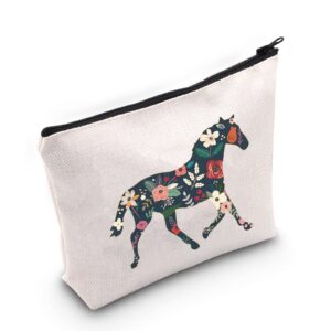 tobgbe horse gift horse lover makeup bag inspirational horse gift for women floral horse bag equestrian gift (floral horse)