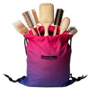 Combffle Salon Hair Brushes Hairbrush Set for Women Men Kids Baby Hairstyle Hairbrushes 7 in 1 w a Carrying Bag, 2 Paddle Brush for Detangling Thick Hair, 3 Hair Brush for Styling w Soft Bristle,