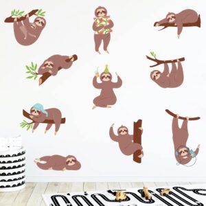 MEFOSS Large Sloth Wall Decal Kids Wall Stickers Peel and Stick Nursery Kids Baby Room Playroom Wall Decor