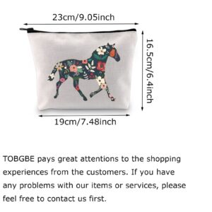 TOBGBE Horse Gift Horse Lover Makeup Bag Inspirational Horse Gift for Women Floral Horse Bag Equestrian Gift (Floral Horse)