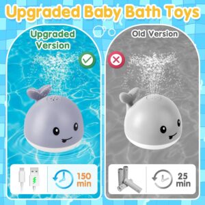 2024 Upgraded Baby Bath Toys, Rechargeable Light Up Bath Toys for Kids 1-3, Baby Toy 6-12 12-18 Months Whale Bath Toy Sprinkler, Fountain Bathtub Toys Toddlers Newborn Birthday Christmas Baby Gifts