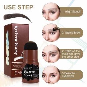 Eyebrow Stamp Stencil Kit, Professional Waterproof Adjustable Long Lasting Buildable Eyebrow Powder Stamp Makeup Tools with 10 Styles Reusable Eyebrow Stencils, 2 Eyebrow Pen Brushes, Medium Brown