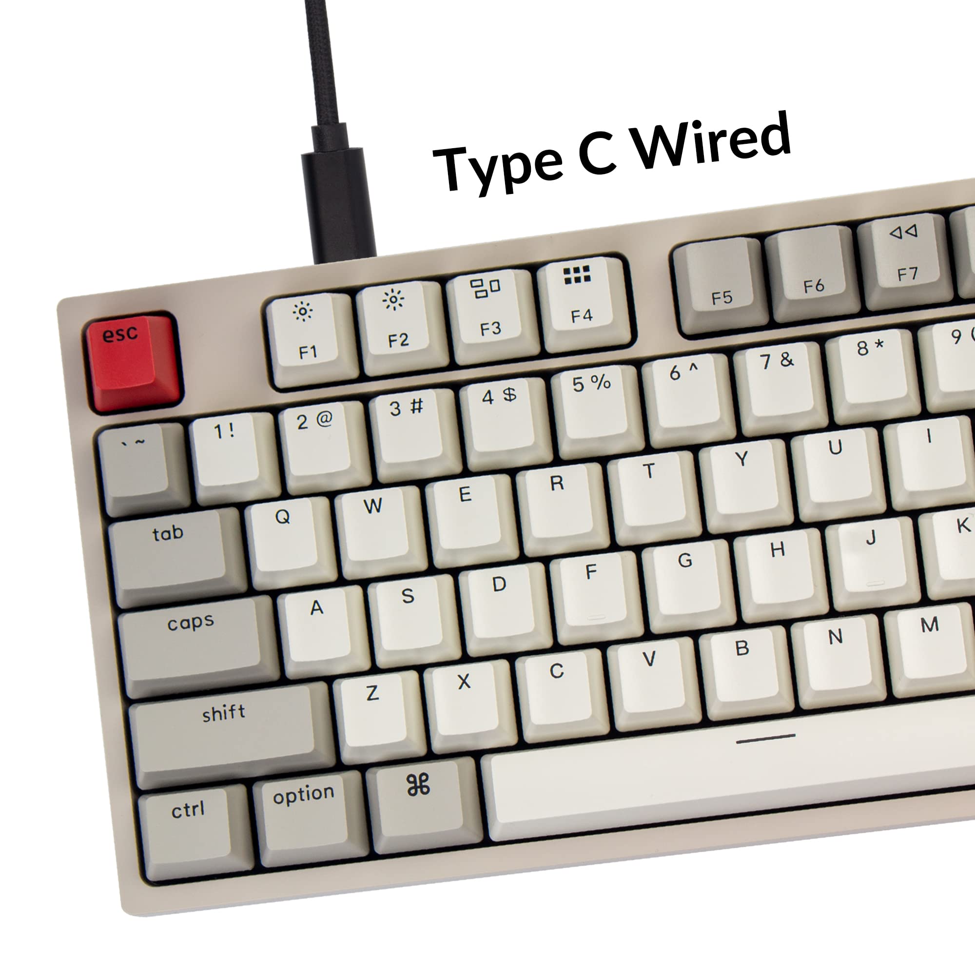 Keychron C1 Hot-swappable Wired Mechanical Keyboard for Mac Layout, Keychron Mechanical Red Switch/USB Type-C Cable/Double-Shot ABS Keycaps Tenkeyless 87 Keys Computer Keyboard for Windows PC