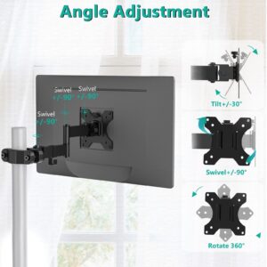 WALI Single Monitor Arm Mount, Fully Adjustable 2 Tier with 75mm and 100mm Universal Plate (011ARM), Black