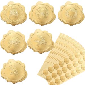 480 pcs christmas envelope stickers gold foil embossed envelope stickers wax seals stickers adhesive flower diy seal decal labels for greeting card wedding invitations xmas party favors (flower style)