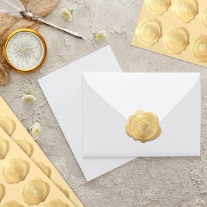 480 Pcs Christmas Envelope Stickers Gold Foil Embossed Envelope Stickers Wax Seals Stickers Adhesive Flower DIY Seal Decal Labels for Greeting Card Wedding Invitations Xmas Party Favors (Flower Style)