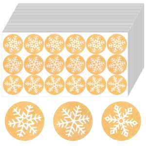 540 pieces christmas snowflake sealing stickers 1.38 inch kawaii snowflakes stickers christmas circle label stickers for candy cookie bag envelope seals decorations, 30 sheets (khaki)