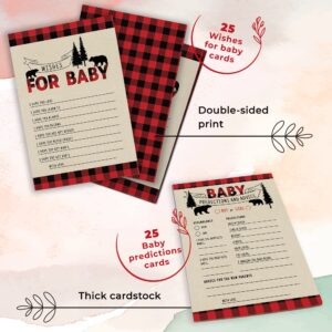 Hat Acrobat Baby Shower Prediction and Advice Cards - 25 Lumberjack Themed for any Occasion Baby Shower Game Advice and Wishes Cards Perfect for Virtual Showers (50)