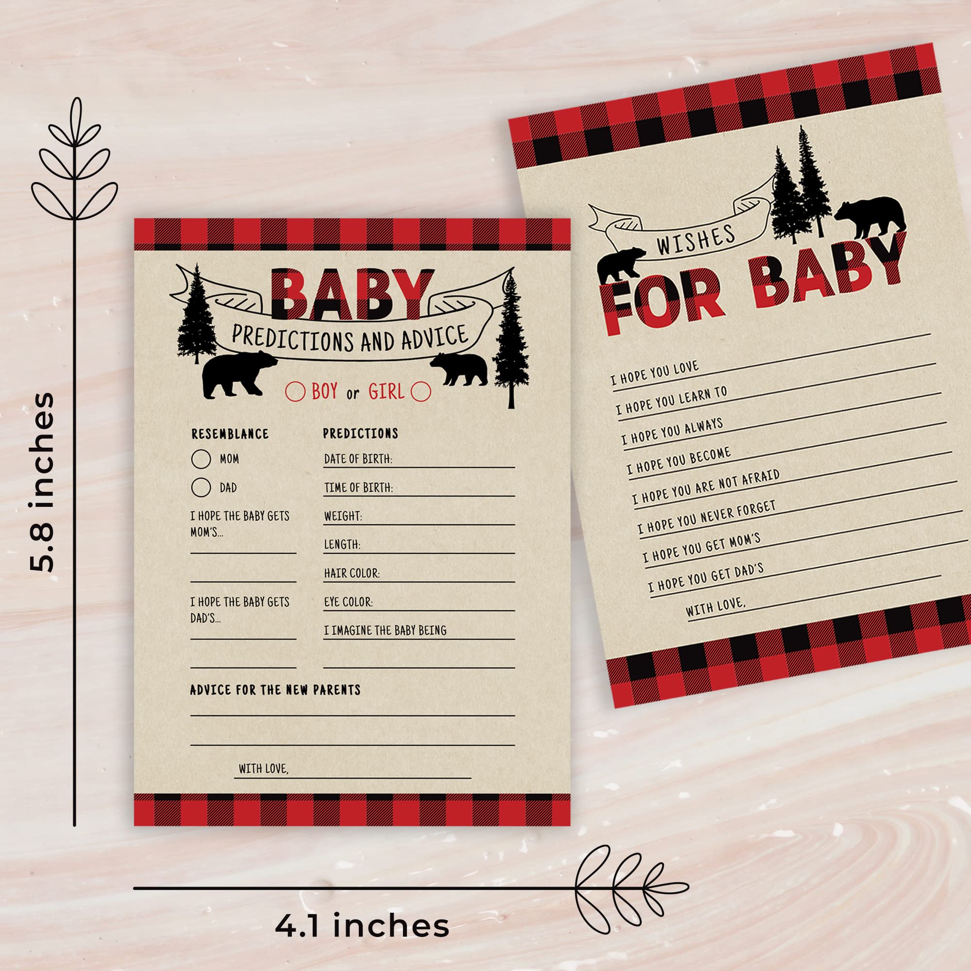 Hat Acrobat Baby Shower Prediction and Advice Cards - 25 Lumberjack Themed for any Occasion Baby Shower Game Advice and Wishes Cards Perfect for Virtual Showers (50)