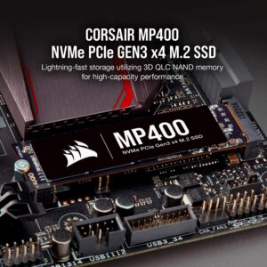 Corsair MP400 4TB M.2 NVMe PCIe x4 Gen3 SSD (Sequential Read Speeds of up to 3,480 MB/s, Write Speeds of up to 3,000 MB/s, High-Density 3D QLC NAND) Black