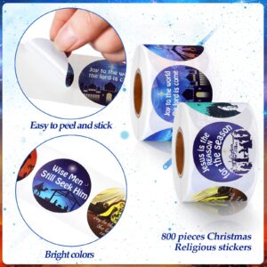 800Pcs Christmas Religious Stickers Nativity Stickers Jesus Christian Faith Roll Sticker Labels for Xmas Cards Envelope Favor