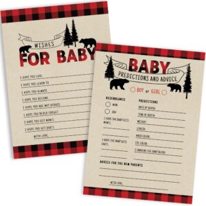 hat acrobat baby shower prediction and advice cards - 25 lumberjack themed for any occasion baby shower game advice and wishes cards perfect for virtual showers (50)