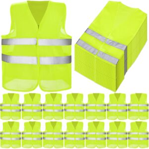 coume 20 pieces safety vests bulk high visibility reflective vests mesh construction working vests with 2 reflective strips