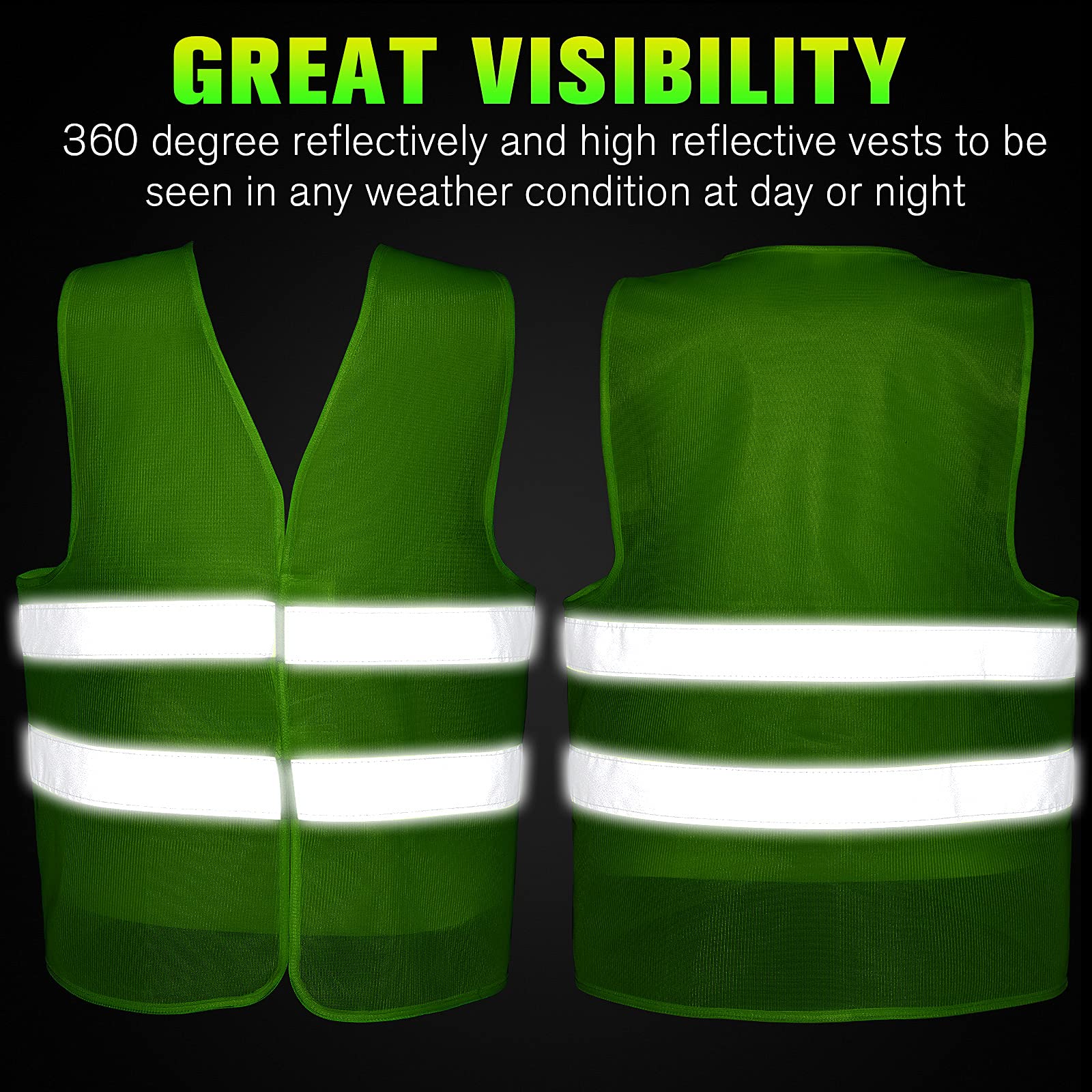 Coume 20 Pieces Safety Vests Bulk High Visibility Reflective Vests Mesh Construction Working Vests with 2 Reflective Strips