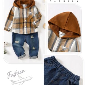 Renotemy Toddler Boy Clothes 2T Winter Outfits For Kids Cotton Long Sleeve Stripe Sweatshirt Ripped Pants Suit Little Boy Clothes 2T Fall Baby Boy Clothes 18-24 Months