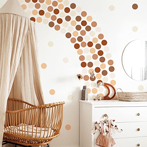 funlife Boho Wall Decals Peel and Stick, Self Adhesive Small Muted Polka Dots Wall Stickers, PVC Pastel Circles Wall Art Stickers for Kids Room Bedroom Playroom Nursery Room Stickers, 2.16" x 2.16"