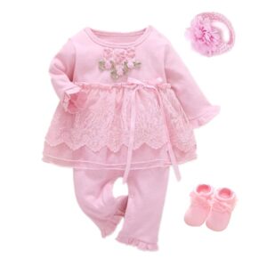 foohinck Baby Girl Clothes 0 to 3 Months Newborn Rompers Clothes Bow Lace Princess Baby Jumpsuit 0-3 Months Infant