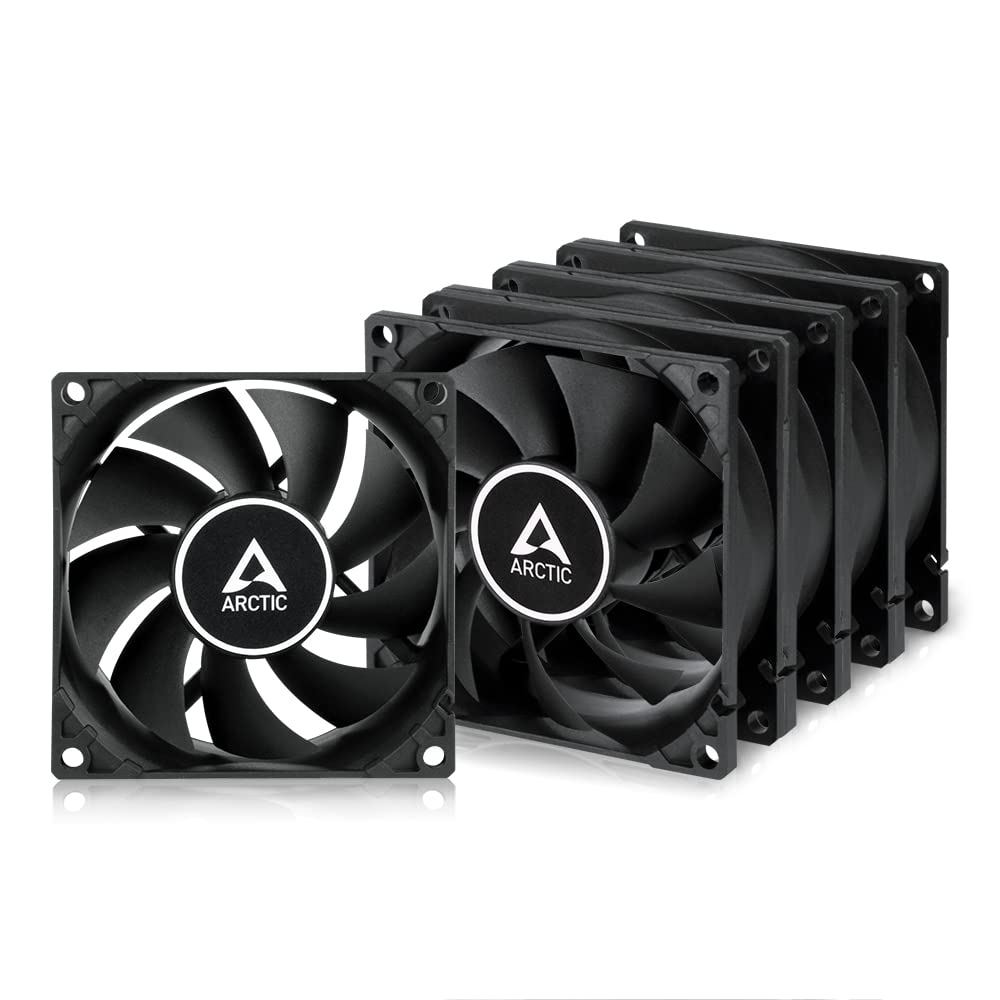 ARCTIC F8 (5 Pack) - 80 mm Standard Case Fan, Quiet Motor, Computer, Push- or Pull Configuration, Fan Speed: 2000 RPM - Black