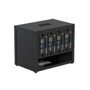 uctronics upgraded complete enclosure for raspberry pi cluster, with 4 removable mounting brackets for pi 5, 4b, 3b+/3b, and other b model and 2 cooling fans,support 4 2.5" ssd and switch