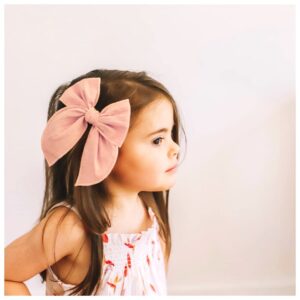 DEEKA 8 PCS Large Fable Cotton Linen Hair Bow for Toddlers Girls Handmade Neutral Hair Accessories for Little Girls Kids