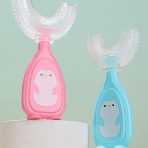 CUKEYOUZ U Shaped Kids Toothbrushes Toddler U Shaped Toothbrush 360° Kids U-Shaped Toothbrush Full Mouth Toothbrush Silicone Brush Head for Age 2-6 & 6-12