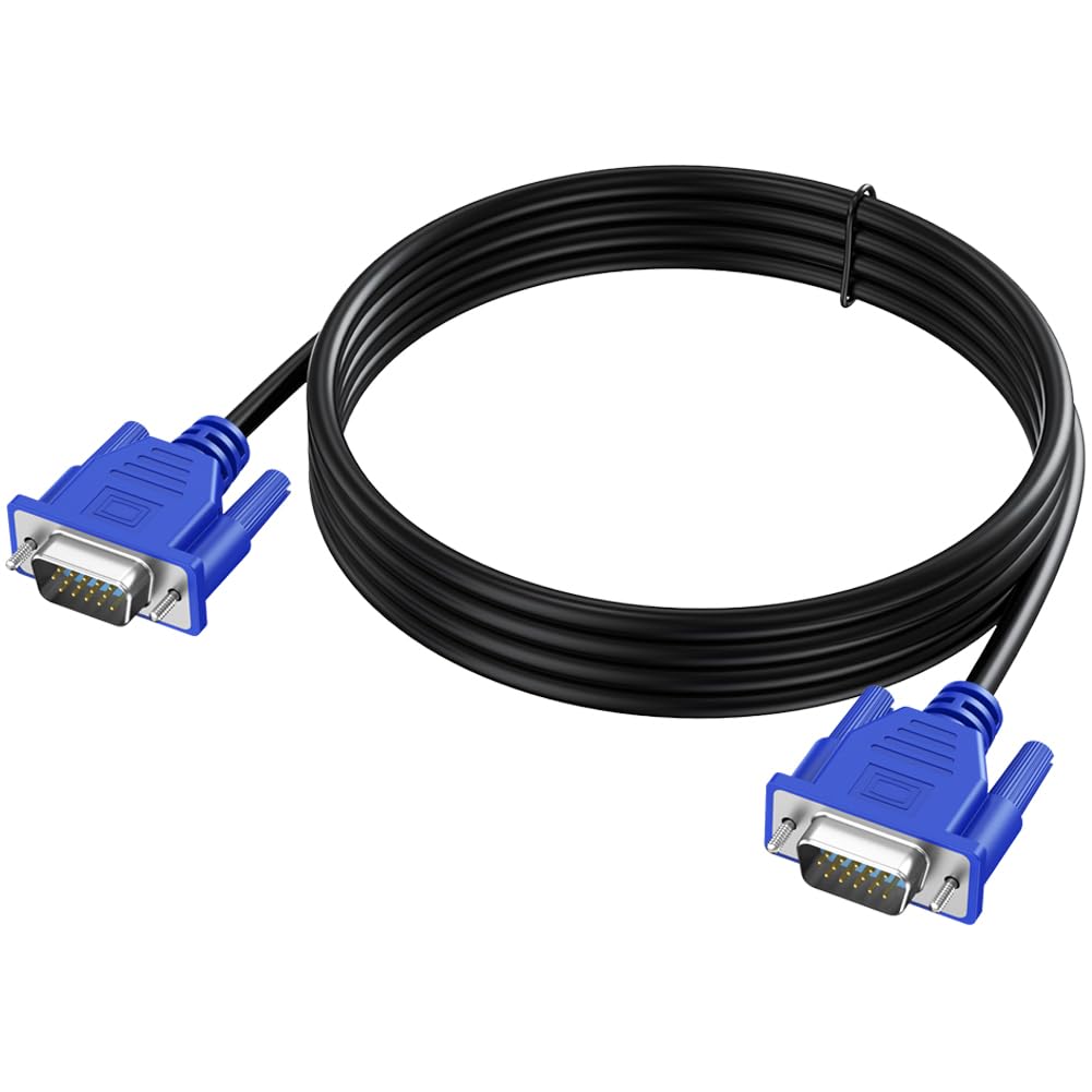 VGA Cable 6 Feet,Male VGA to VGA Male Monitor Computer Cable Adapter Cord, Shielded VGA Cord HD15 1080P@60Hz Full HD High Resolution for TV Computer Projector-Blue