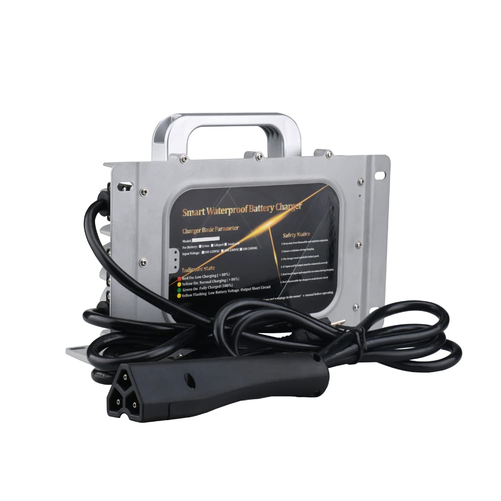 hogardsujia 48V 15A RXV Golf Cart Battery Charger for Ez-Go EZgo TXT, with RXV Plug 3 Prong Connector, IP68 Waterproof