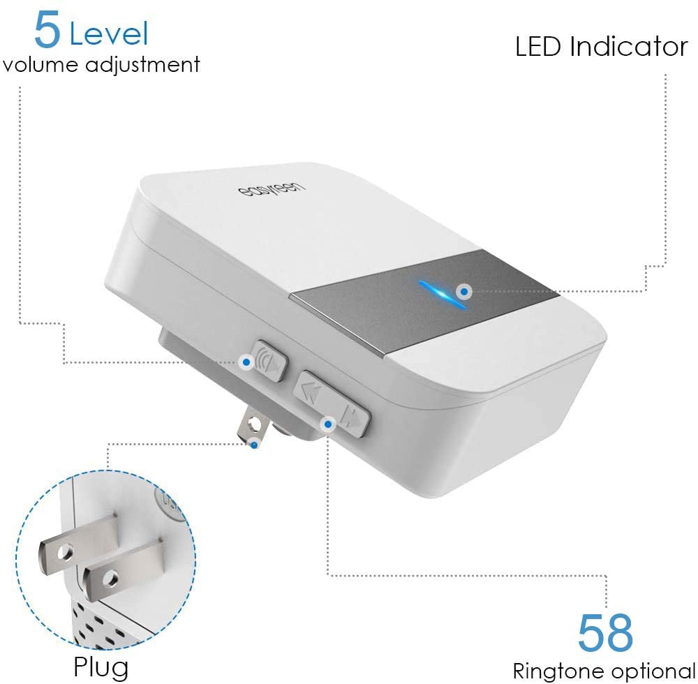 Driveway Alarm Wireless Outside Weatherproof Battery Included Motion Sensor Alarm with 500ft Long Rang 58 Chimes and 4 Level Volume